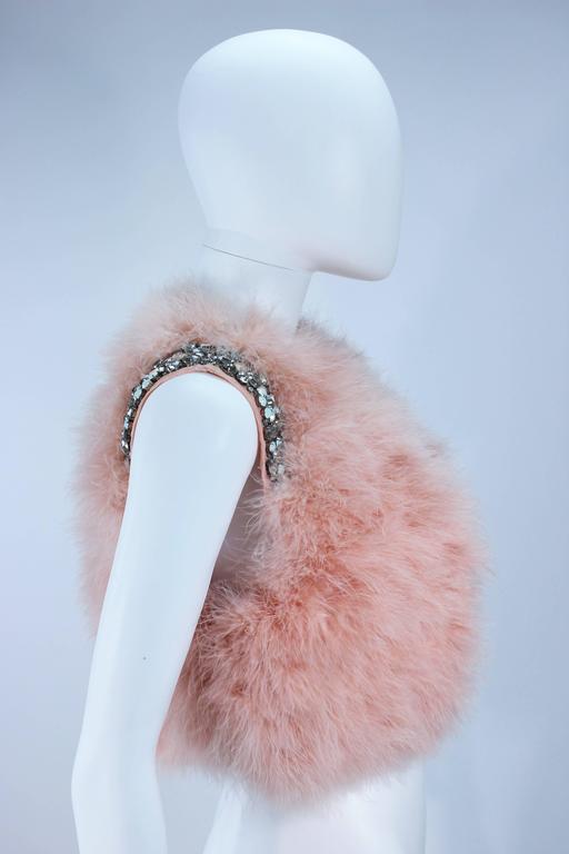 GIVENCHY Pink Marabou Bolero Style Jacket with Rhinestone Jewel ...