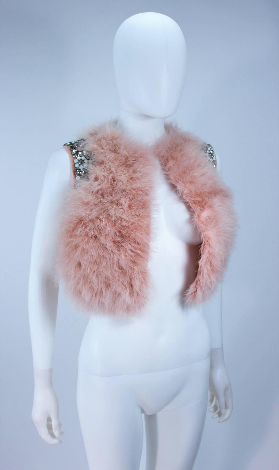 GIVENCHY Pink Marabou Bolero Style Jacket with Rhinestone Jewel ...