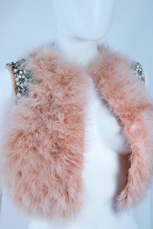 GIVENCHY Pink Marabou Bolero Style Jacket with Rhinestone Jewel ...