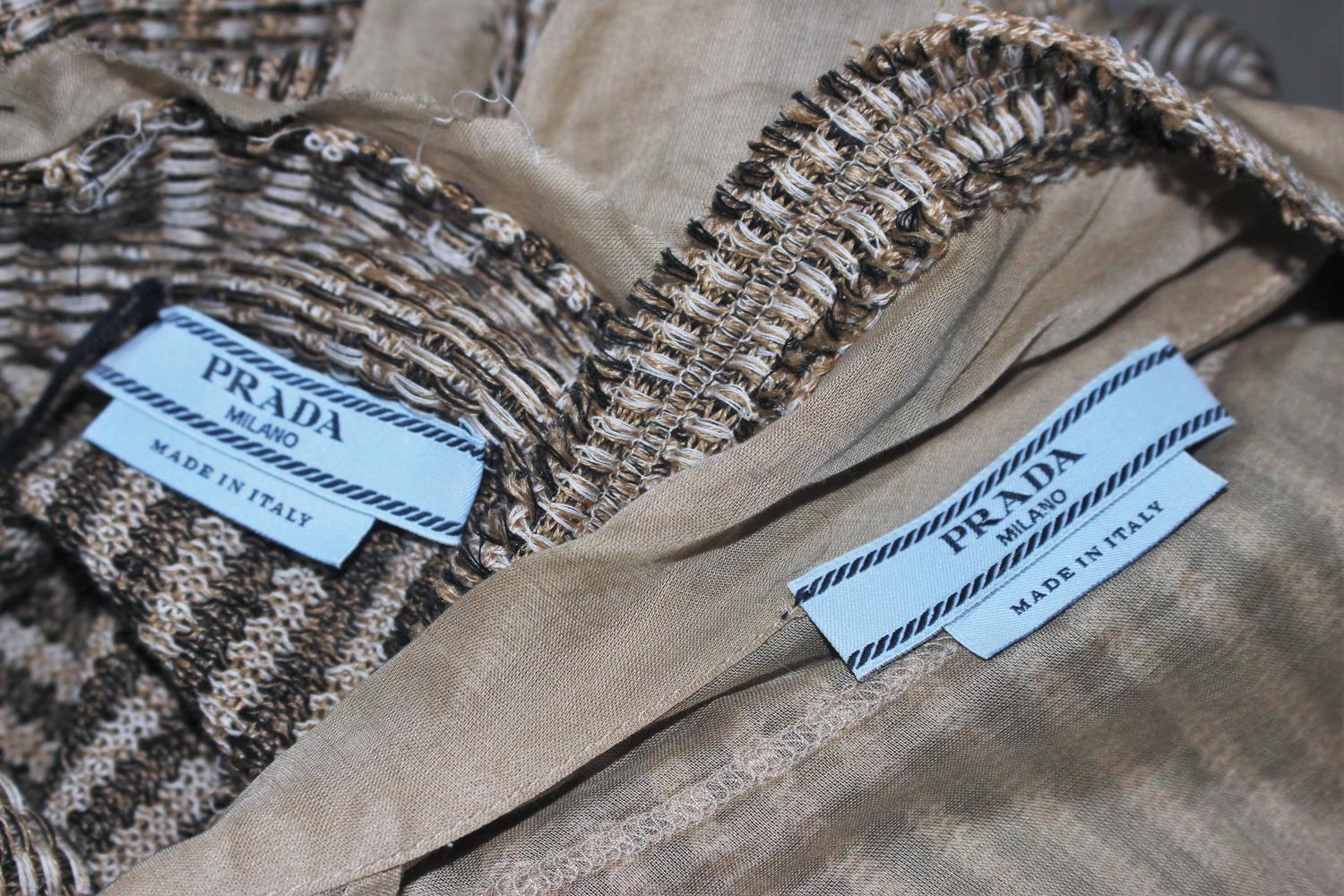 PRADA Linen Shift Dress and Cropped Jacket Ensemble Size 36 38 For Sale ...