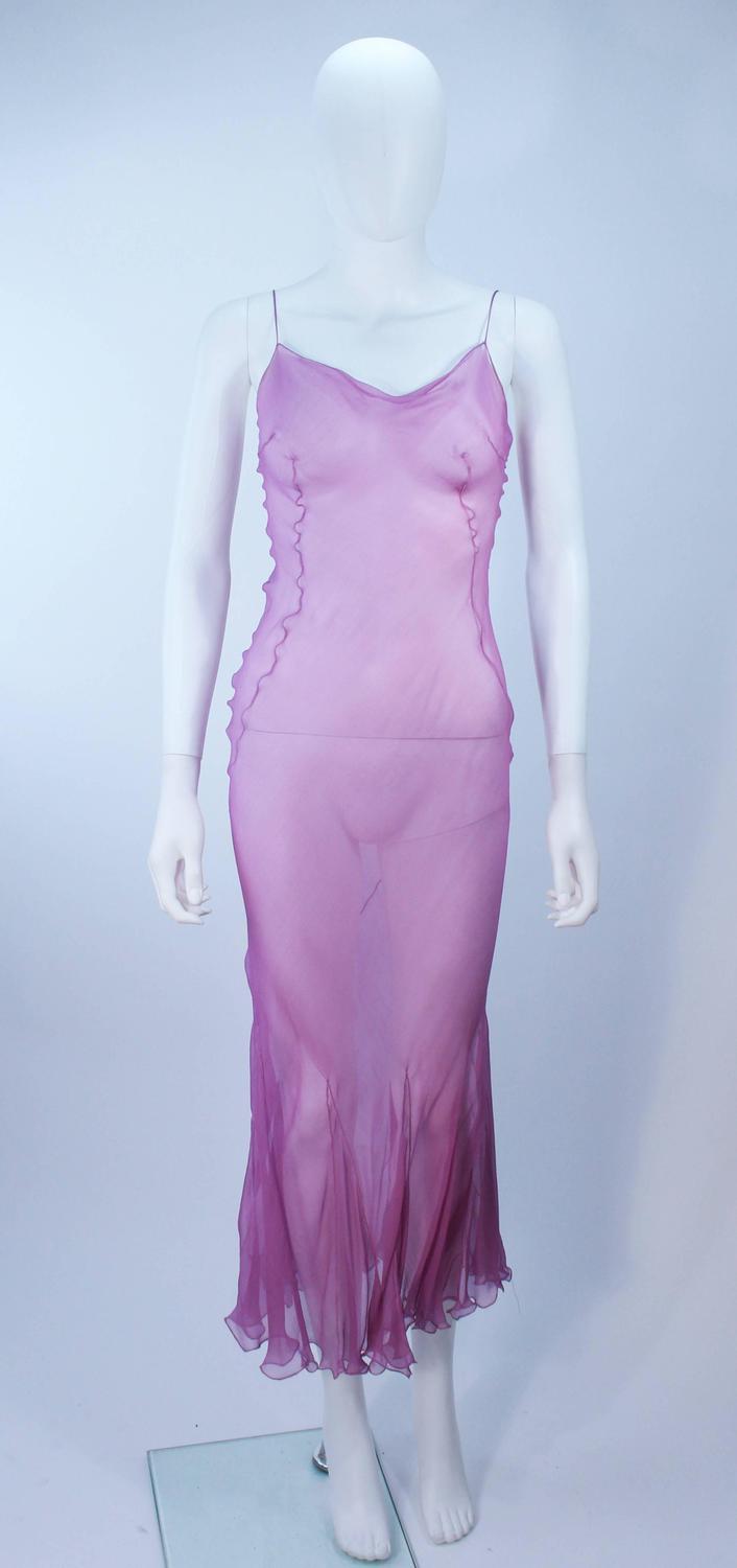 Lavender Sheer Bias Cut Chiffon Dress and Wrap Size 2 4 For Sale at 1stdibs