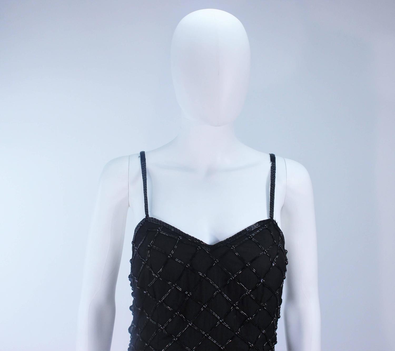 Black Beaded Cocktail Dress With Scalloped Hem Size M For Sale At 1stdibs