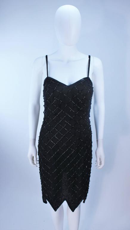 Black Beaded Cocktail Dress With Scalloped Hem Size M For Sale At 1stdibs