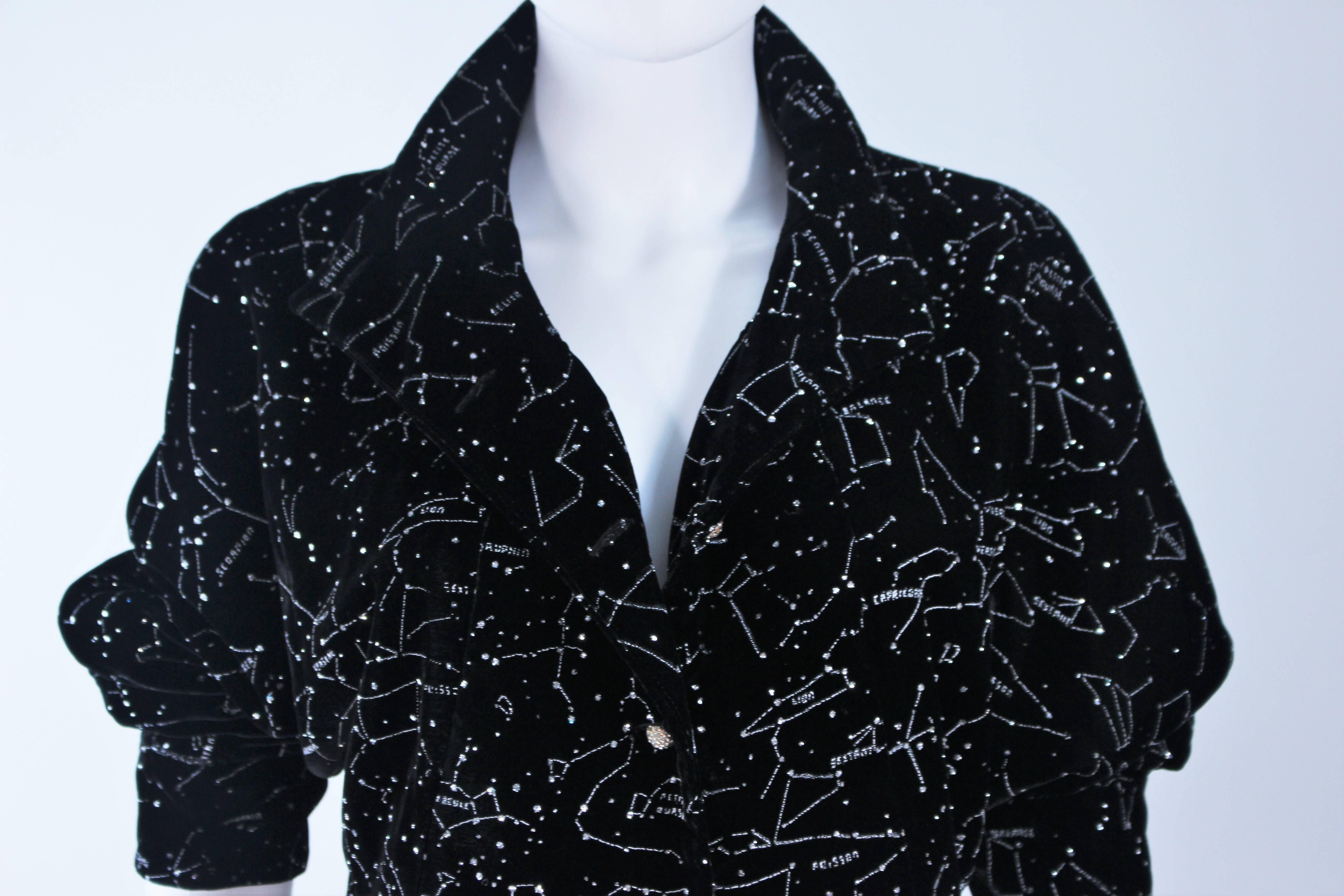 KARL LAGERFELD Velvet and Rhinestone Celestial Constellation Coat Size ...