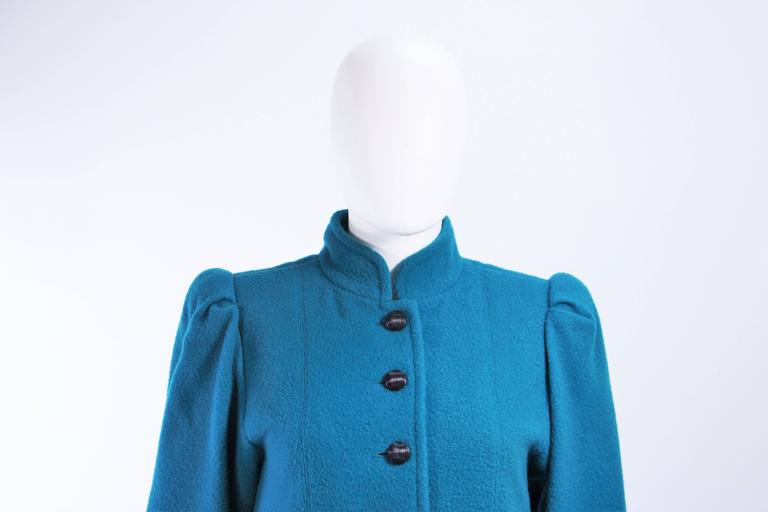 YVES SAINT LAURENT Turquoise Wool Coat Size 6 For Sale at 1stDibs