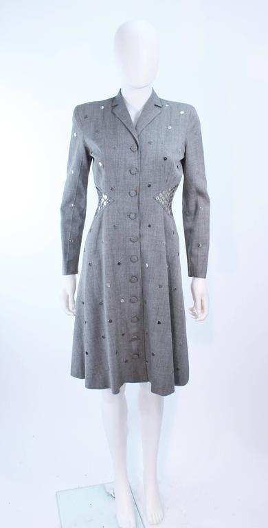 KAY COLLIER Grey Wool Coat Dress with Sequin Applique Size 2 4 For Sale ...