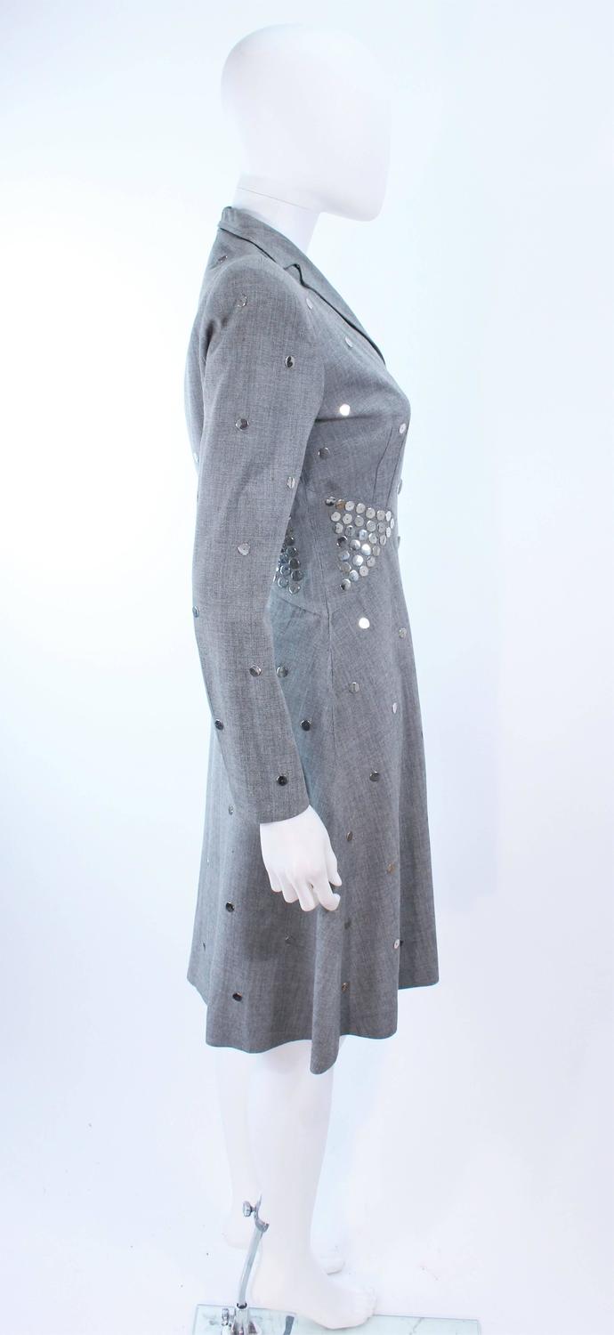 KAY COLLIER Grey Wool Coat Dress with Sequin Applique Size 2 4 For Sale ...