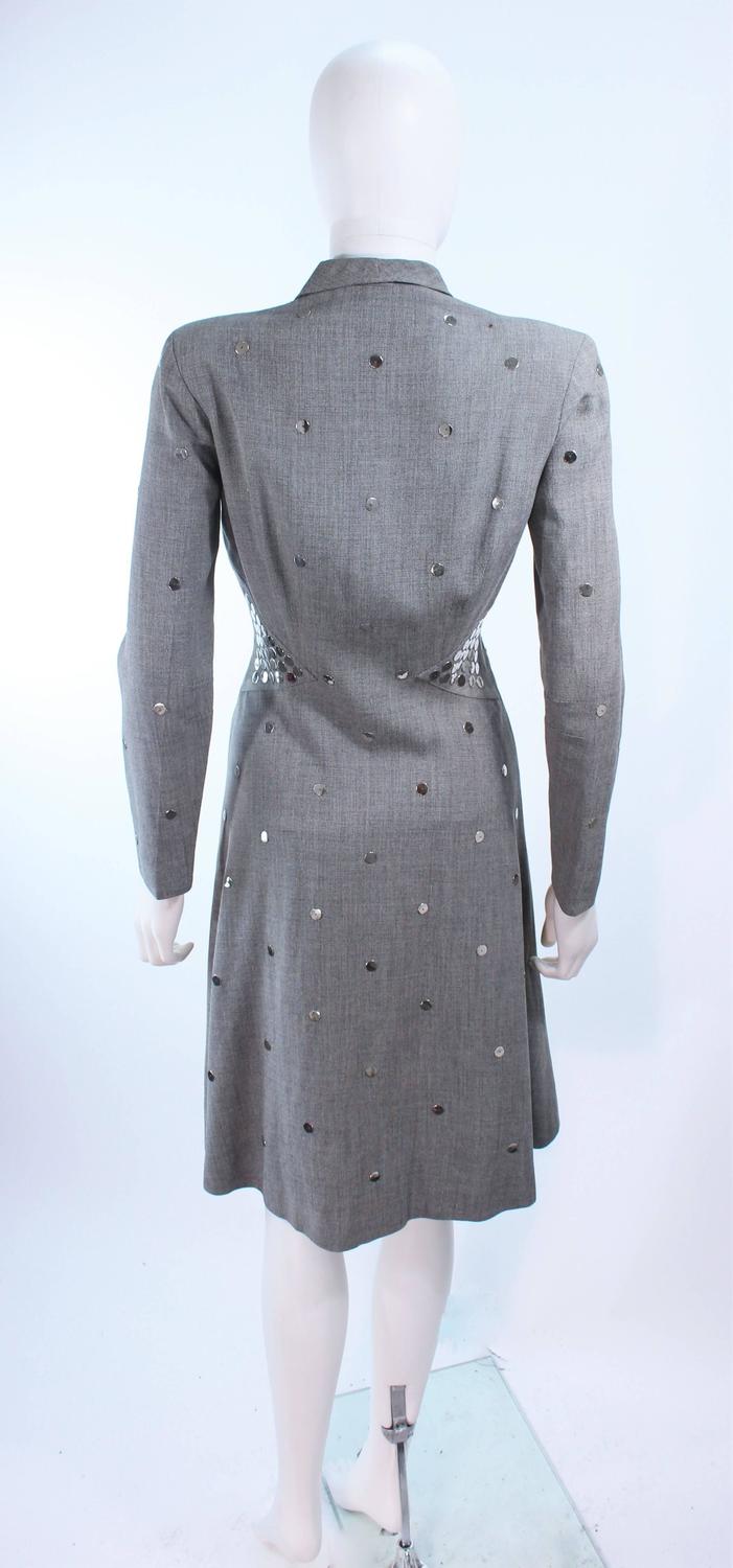 KAY COLLIER Grey Wool Coat Dress with Sequin Applique Size 2 4 For Sale ...