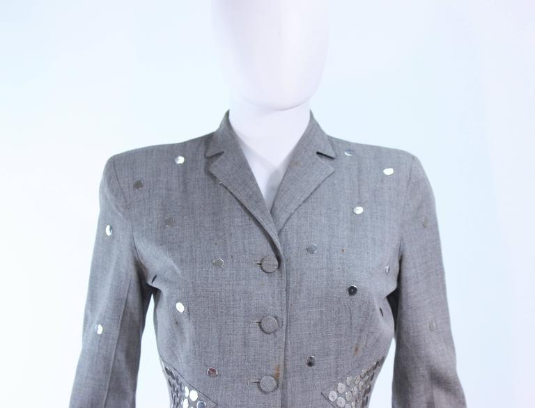 KAY COLLIER Grey Wool Coat Dress with Sequin Applique Size 2 4 For Sale ...