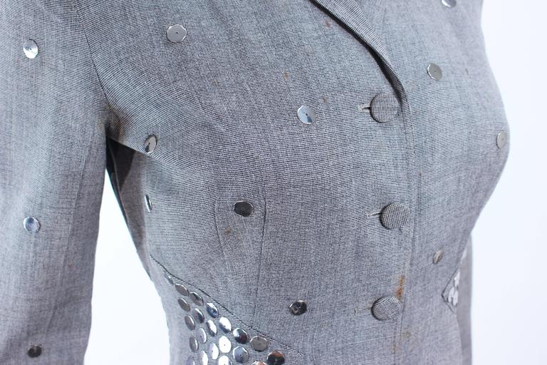 KAY COLLIER Grey Wool Coat Dress with Sequin Applique Size 2 4 For Sale ...