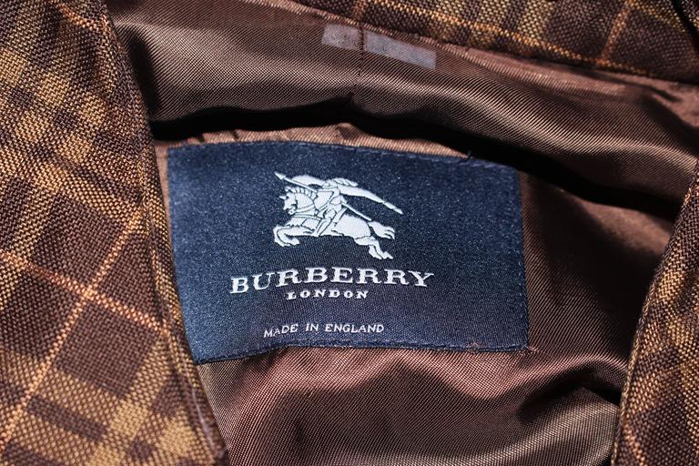 BURBERRY Chocolate Plaid Double Breast Trench Coat Size Large at ...