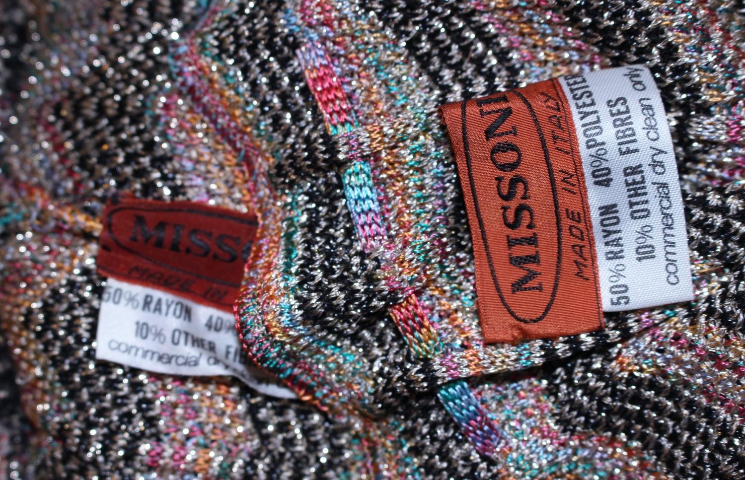 MISSONI Gold and Black Zig Zag Pattern Metallic Knit Size 46 For Sale ...