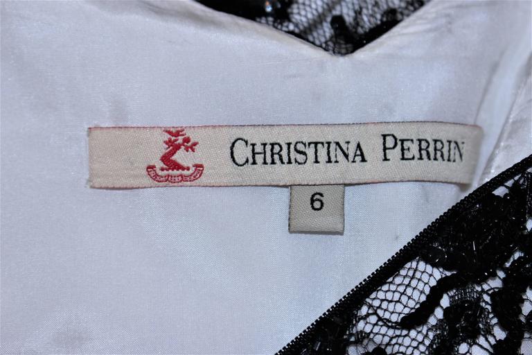 CHRISTINA PERRIN White and Black Beaded Lace Bustier Size 6 For Sale at ...