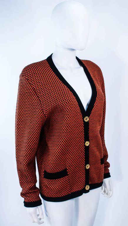 CELINE Vintage Orange and Brown Printed Wool Sweater Size 6 8 For Sale ...