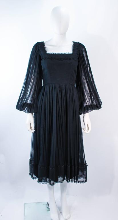JEAN LOUIS Black Pleated Lace Dress with Sheer Sleeves Size 4 6 For ...