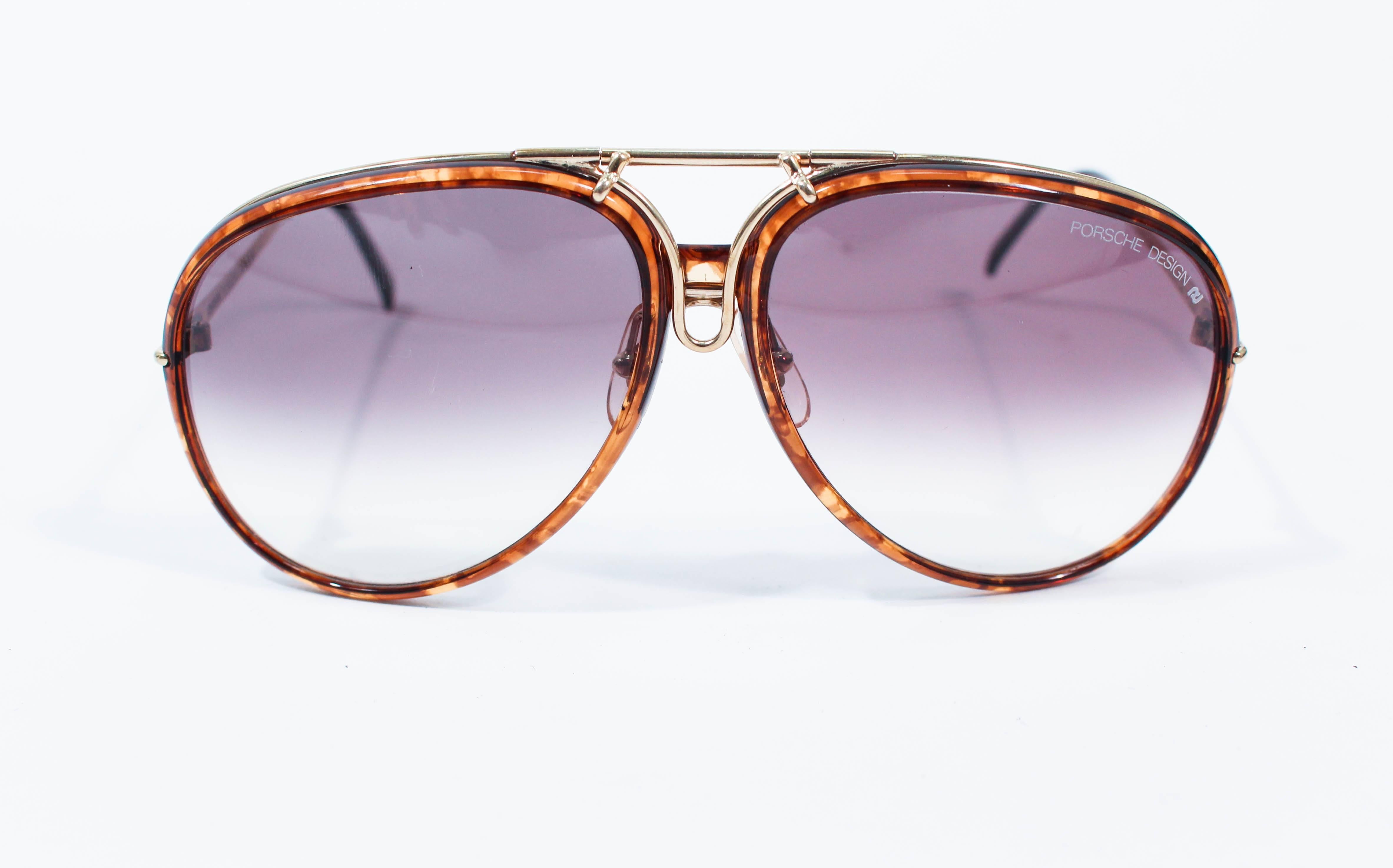 PORSCHE CARRERA Vintage Gold and Brown Interchangeable Frame Aviators ...