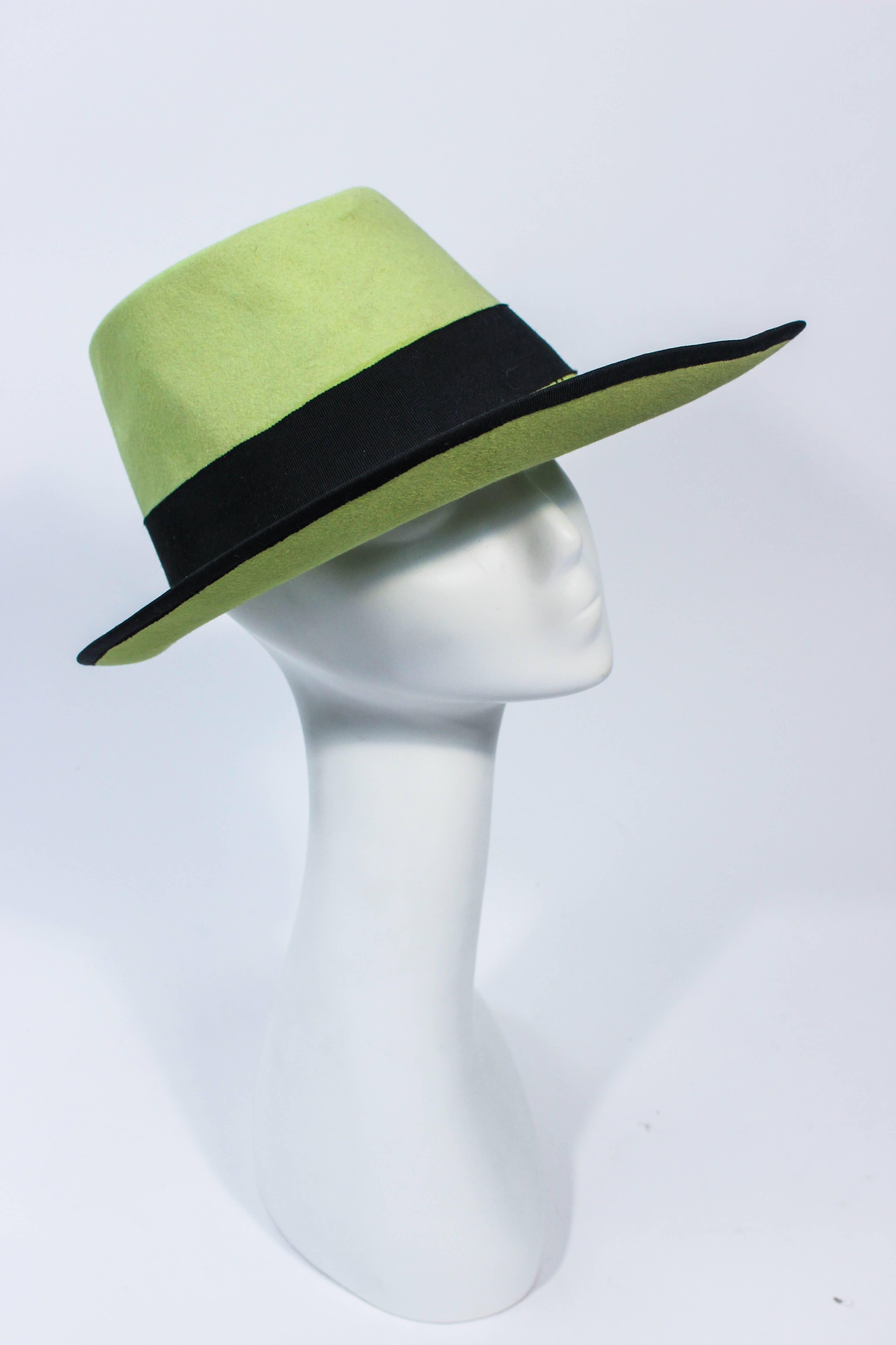 YVES SAINT LAURENT Rive Gauche Runway Abstract Green Top Hat at 1stDibs ...