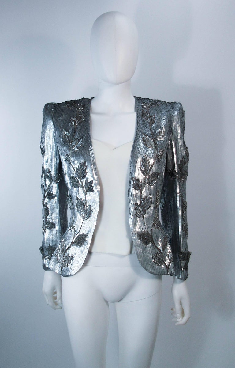 CAROLINA HERRERA Silver Beaded and Sequin Jacket with Top 8 10 For Sale ...