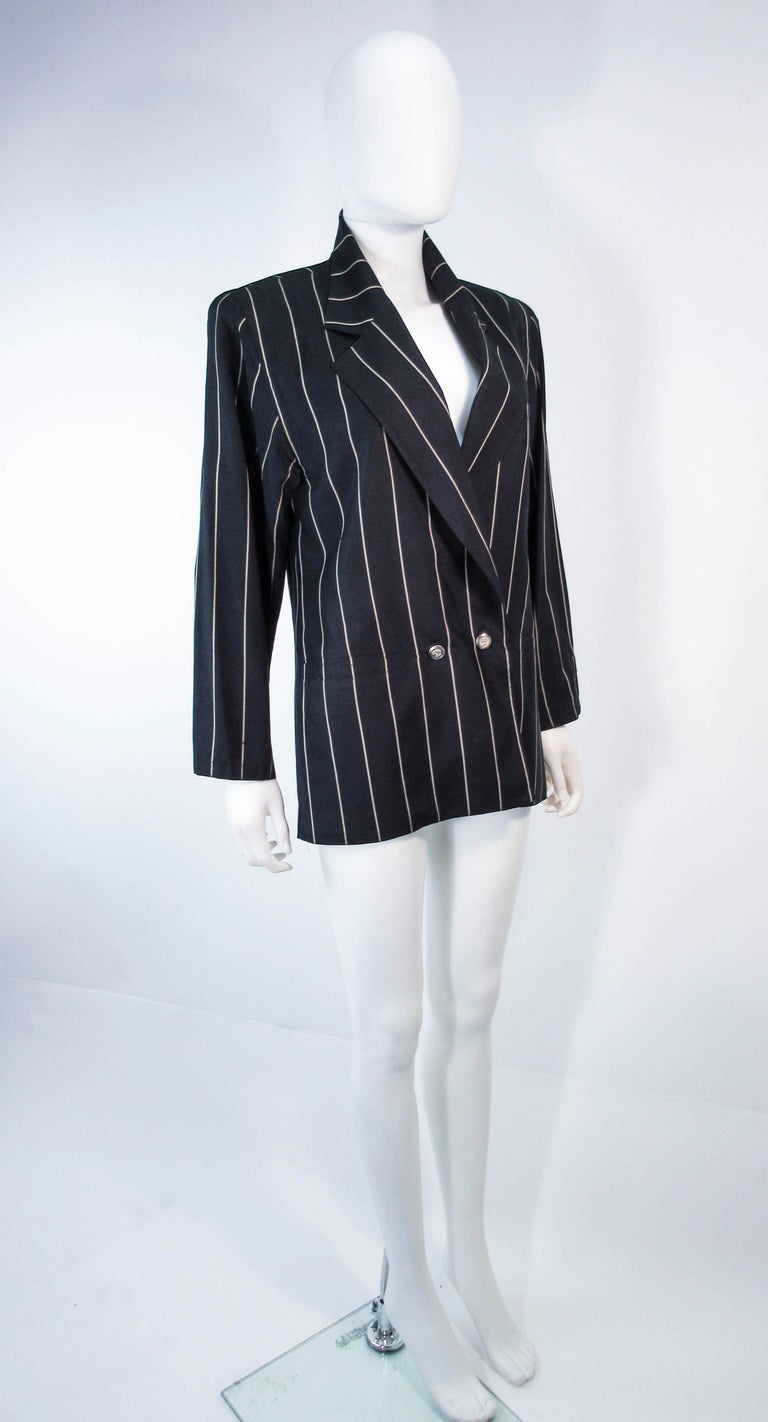 GIANNI VERSACE Black and Cream Striped Jacket Size 6 For Sale at 1stDibs