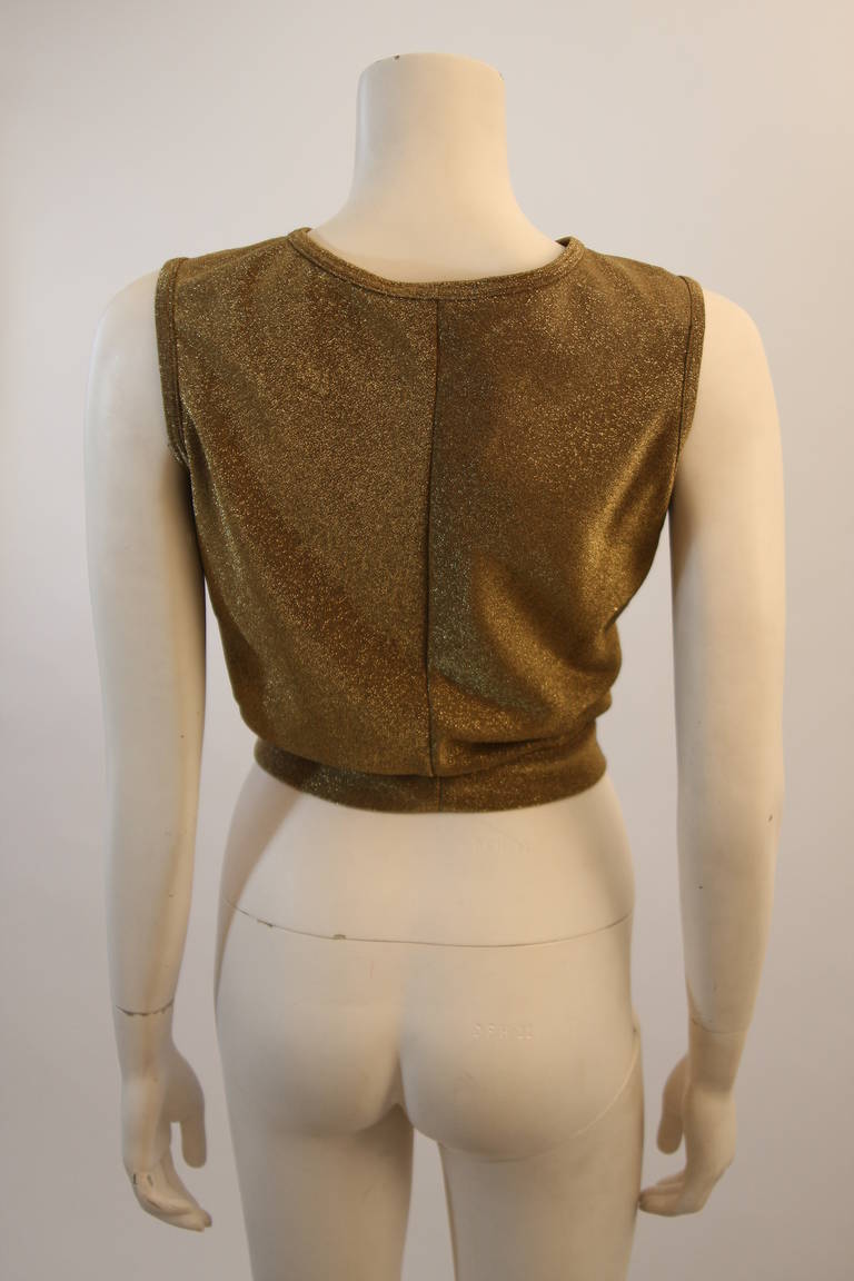 Moschino Gold Metallic Wrap Panel Holiday Sleeveless Blouse Size 42 For ...