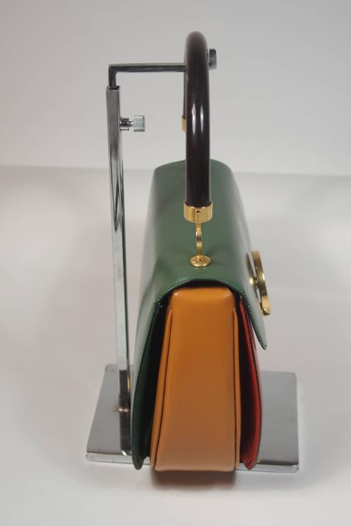 MOSCHINO Peace and Love Color Block Leather Purse with Wood Handle ...