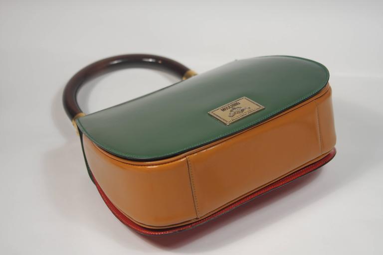 MOSCHINO Peace and Love Color Block Leather Purse with Wood Handle ...