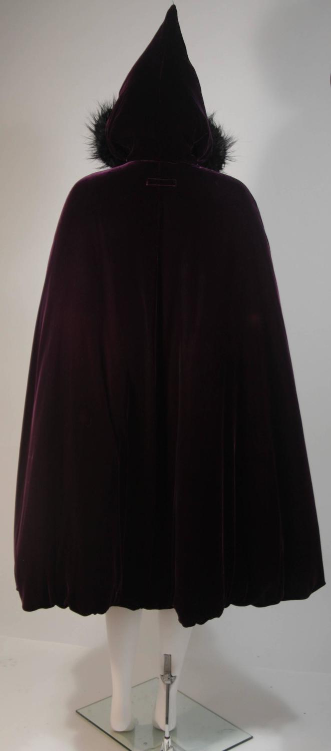 JEAN PAUL GAULTIER Purple Velvet Puff Cloak with Pointed Hood Size 42 ...