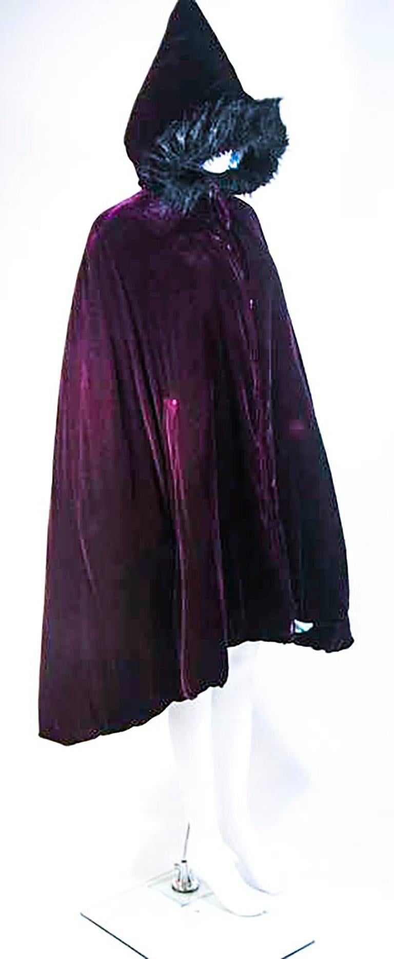 JEAN PAUL GAULTIER Purple Velvet Puff Cloak with Pointed Hood Size 42 ...