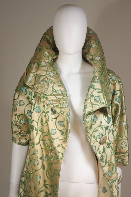 HAUTE COUTURE INTERNATIONAL Heavily Beaded Silk Champagne Opera Coat ...