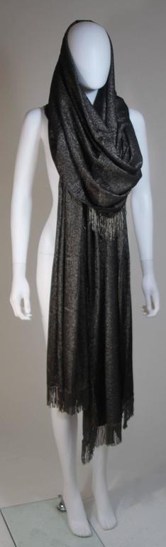 Vintage Black and Gold Extra Large Fine Metal Blend Scarf with Fringe ...