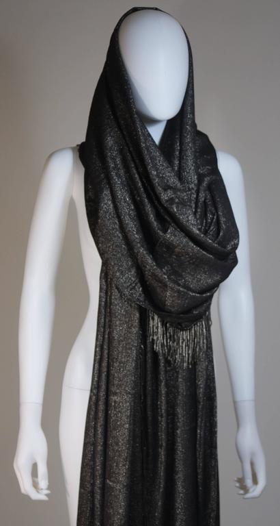 Vintage Black and Gold Extra Large Fine Metal Blend Scarf with Fringe ...