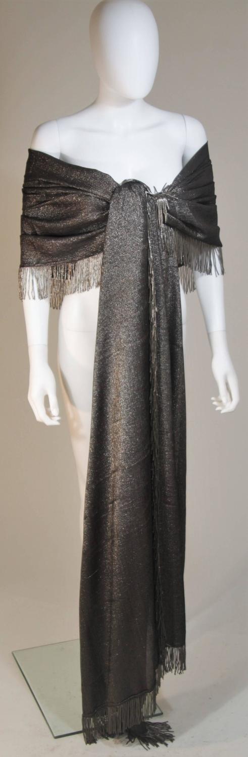 Vintage Black and Gold Extra Large Fine Metal Blend Scarf with Fringe ...