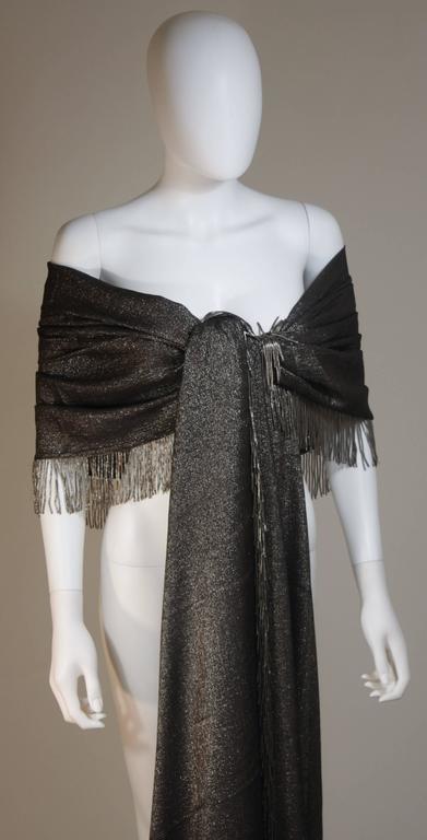 Vintage Black and Gold Extra Large Fine Metal Blend Scarf with Fringe ...