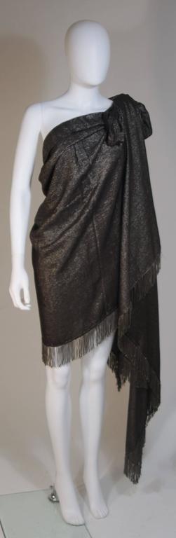 Vintage Black and Gold Extra Large Fine Metal Blend Scarf with Fringe ...