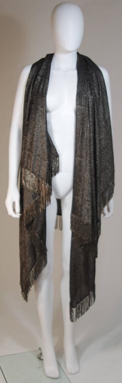 Vintage Black and Gold Extra Large Fine Metal Blend Scarf with Fringe ...