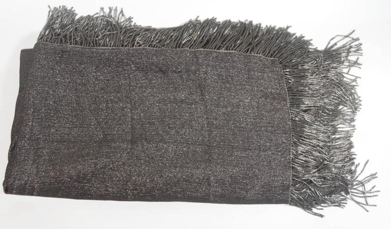 Vintage Black and Gold Extra Large Fine Metal Blend Scarf with Fringe ...