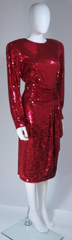 OLEG CASSINI Draped Raspberry Sequined Cocktail Dress Size 14 at ...