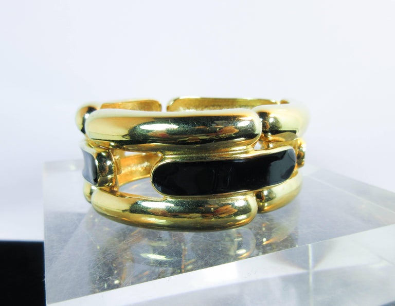 GIVENCHY Large Gold Tone and Black Bracelet For Sale at 1stDibs