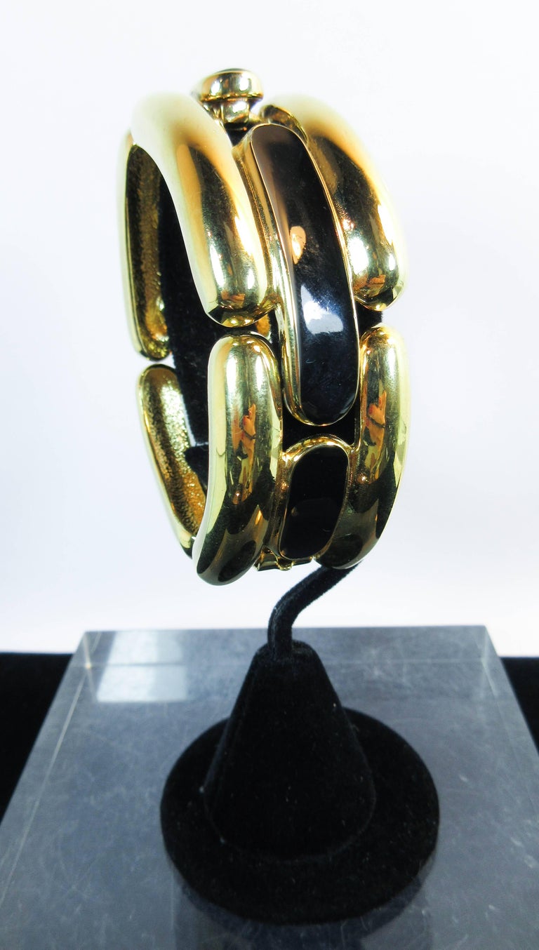 GIVENCHY Large Gold Tone and Black Bracelet For Sale at 1stDibs