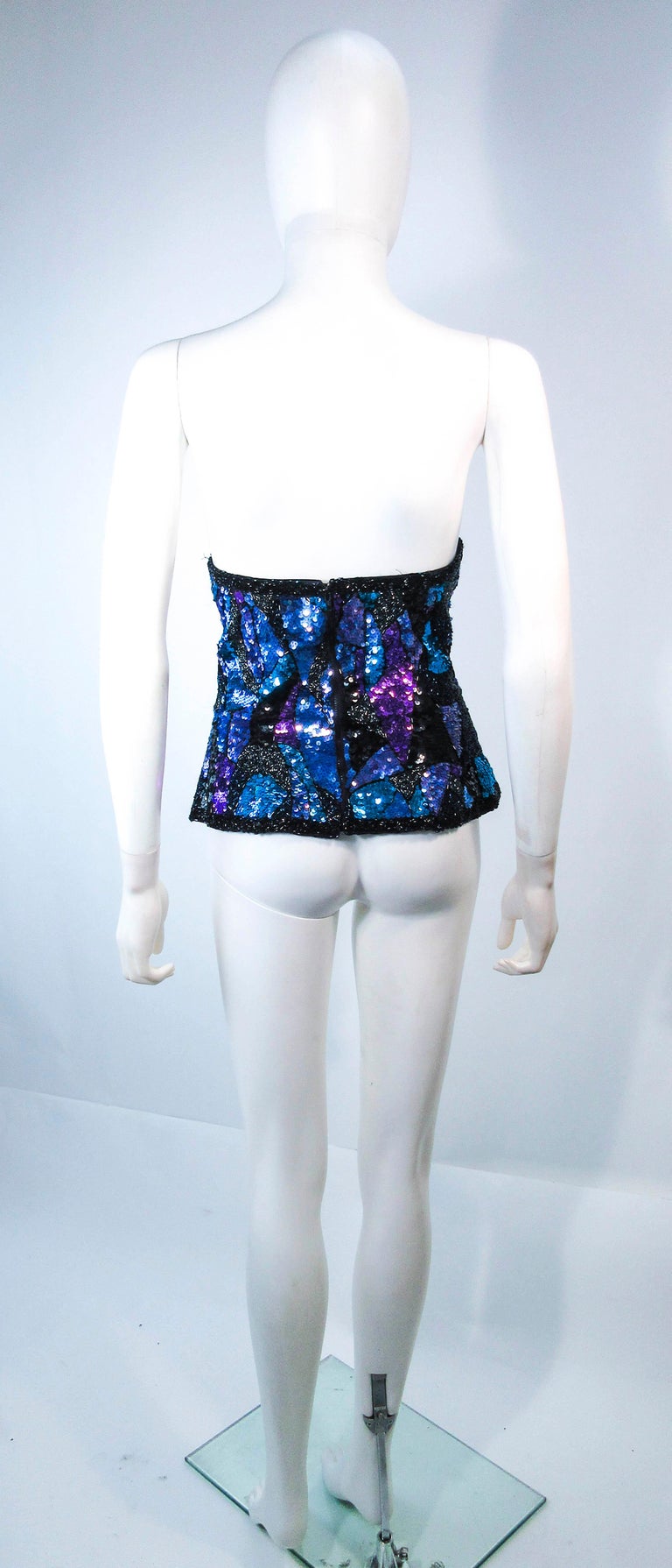Blue Purple Lavender Vintage Abstract Sequin Bustier For Sale at 1stDibs