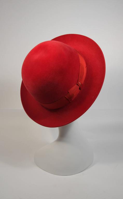 Borsalino Italy Plush Red Felt Fedora Size 6 3/4 55cm at 1stDibs