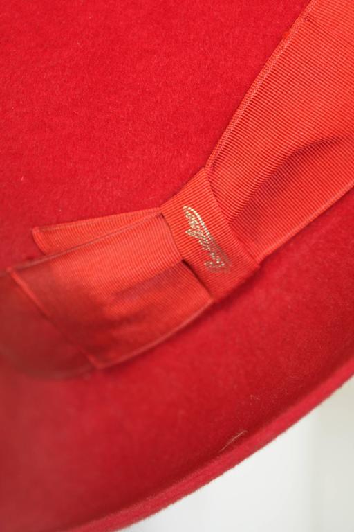 Borsalino Italy Plush Red Felt Fedora Size 6 3/4 55cm at 1stDibs