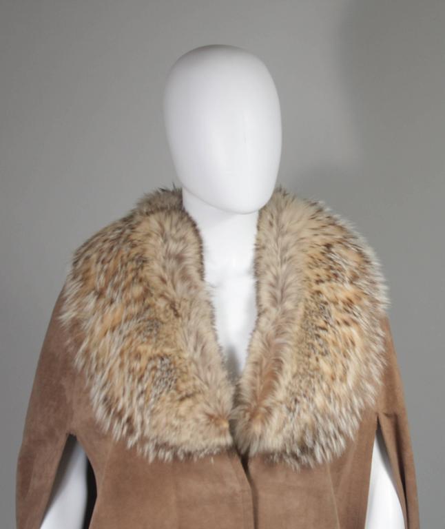 Nolan Miller Brown Suede Cloak with Fox Fur Collar For Sale at 1stDibs ...