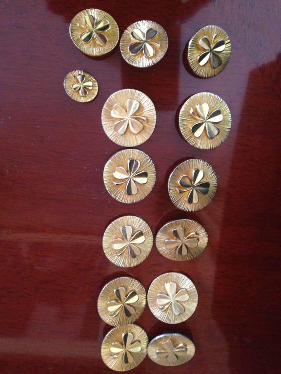 Mid 1980's (14) Famous Gilt Vintage Four-Leaf Clover Buttons With Metal ...