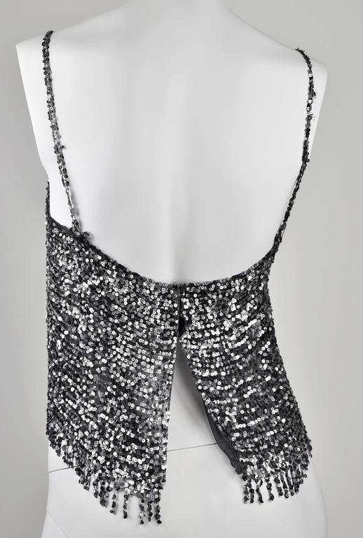 Chanel 1999A Pewter/Silver Sequin Top FR 40 For Sale at 1stDibs