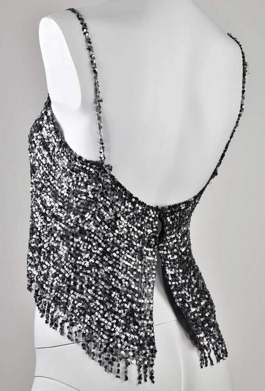 Chanel 1999A Pewter/Silver Sequin Top FR 40 For Sale at 1stDibs