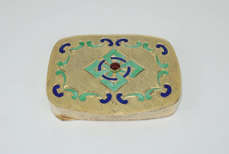 Vintage Italian Silver Gold Vermeil Enameled Powder Compact Box at 1stDibs