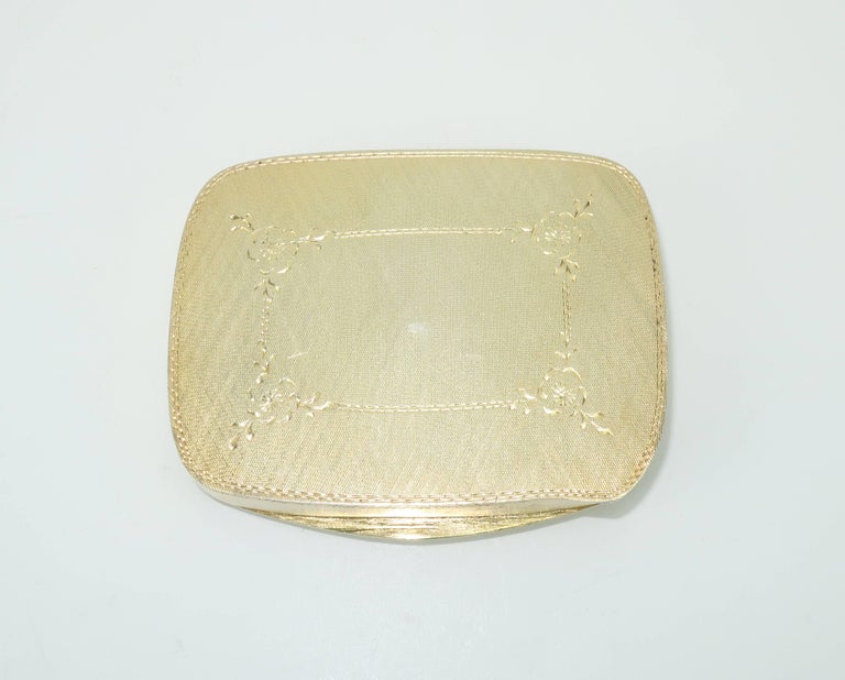 Vintage Italian Silver Gold Vermeil Enameled Powder Compact Box at 1stDibs