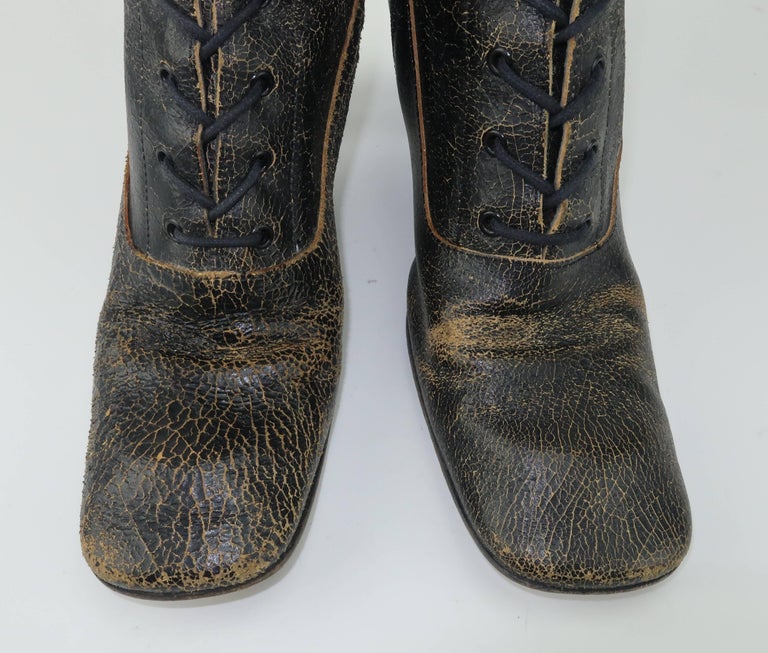 Miu Miu Distressed Brown Leather Lace Up Boots at 1stDibs | miu miu ...