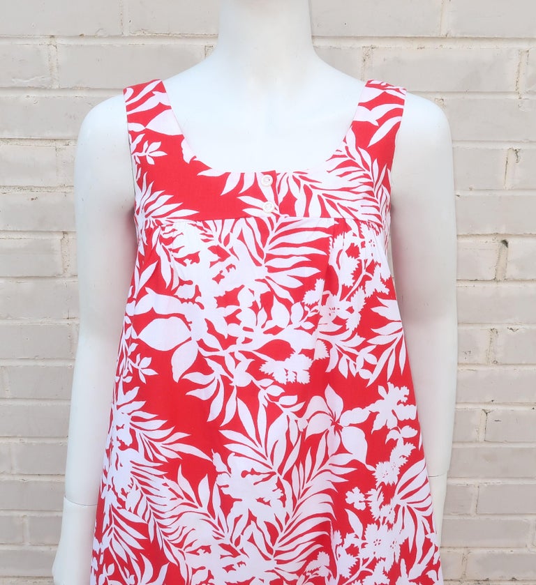 1970's Hilo Hattie's Red and White Hawaiian Floral Muumuu Dress at ...
